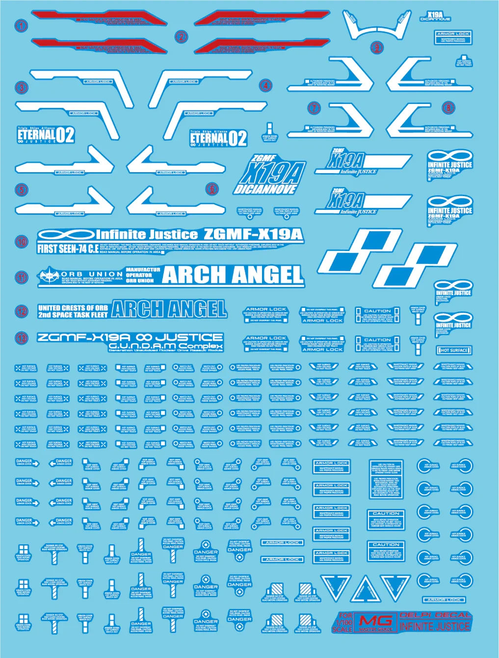 Delpi Water Decal For MG Infinite Justice - A-Z Toy Hobby