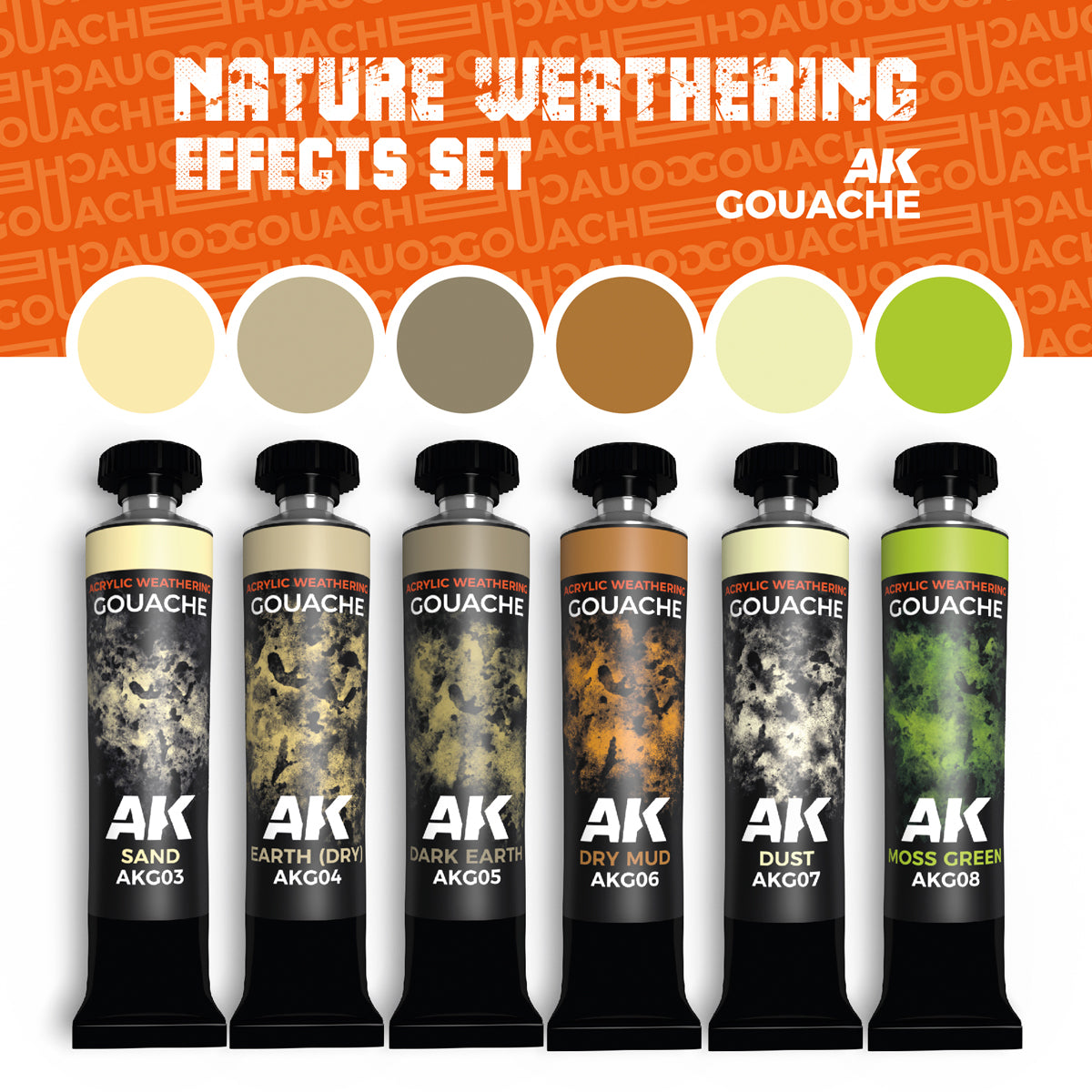 AK Interactive AKG26 Gouaches Nature Weathering Effects Set - A-Z Toy Hobby